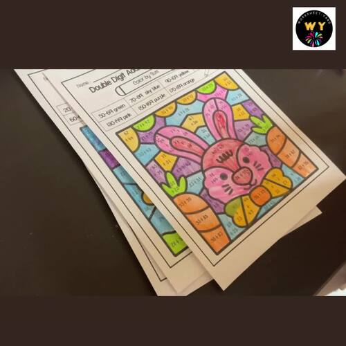 Easter Double Digit Addition Color by Number Worksheets | 1st–2nd Grade ...