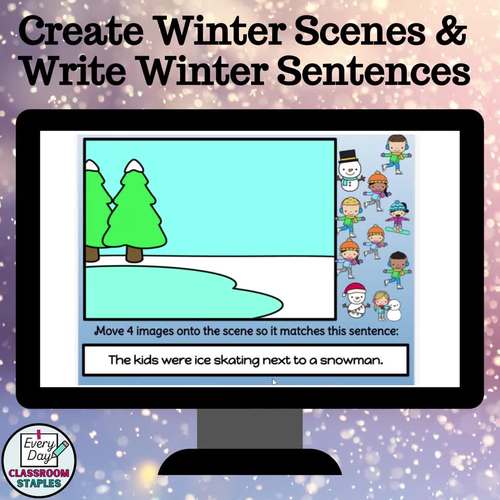 Winter Descriptive Sentences Writing Activity for Google Slides™