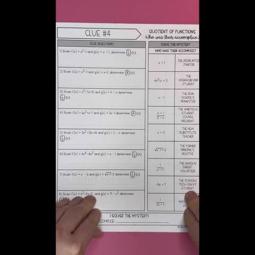 Algebra 2 Project |Operations with Functions Activity| High School Math ...
