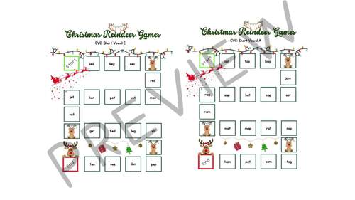 Christmas Board Game: Phonics Fluency Game! | Short Vowel, CVCC & CCVC ...