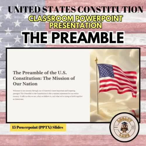THE PREAMBLE OF THE US CONSTITUTION - Government Powerpoint PPTX ...
