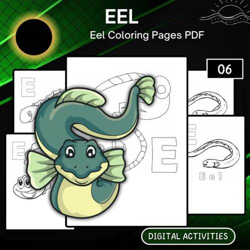 Eel Coloring Pages PDF by GLD Worksheet Kids | TPT