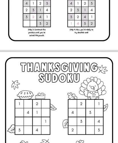 Thanksgiving Sudoku, Math Games, Logic Puzzle, Critical Thinking, Early ...