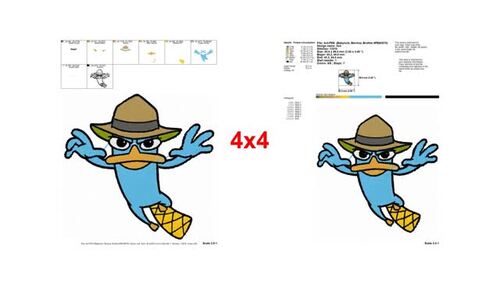 Angry Perry the Platypus cartoon character embroidery designs - Instant ...