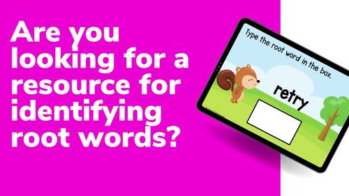 Identify Root Words Digital BOOM CARDS Distance Learning by Fiddleheads