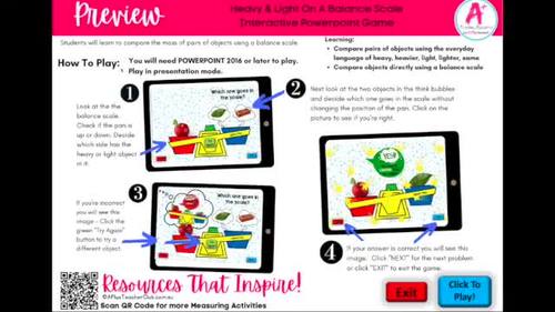 Non-Standard Weight & Mass Digital PowerPoint Game | Balance Scale Activity