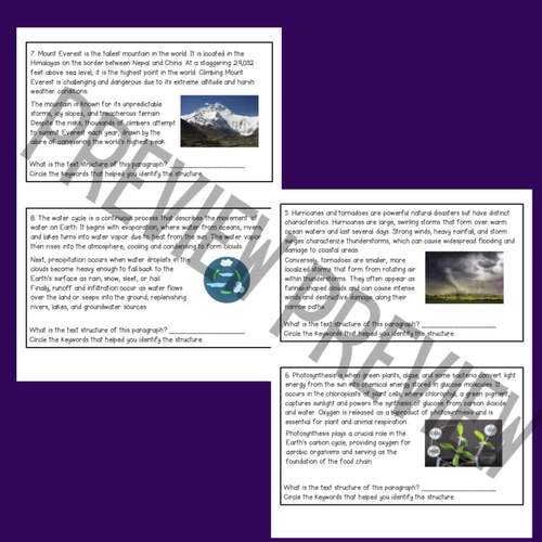 Text Structure- Identify the Structure of an Information Text- Task Cards