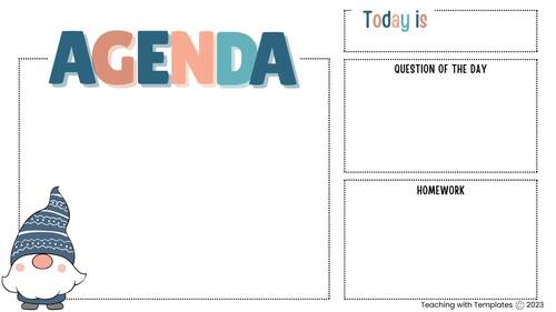 Daily Agenda Template- Editable -Google Slides-January Winter Gnome Theme