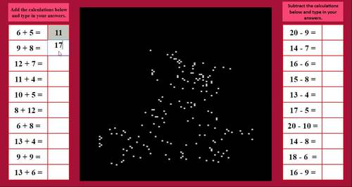 Digital Pixel Art NO PREP - Valentine Teddy Addition and Subtraction to 20