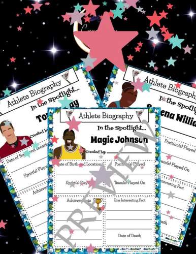 25 of the Greatest Athletes Biography Research Project Activity Templates