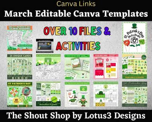 March Canva Template Bundle (Includes 14 Different Activities & Files)