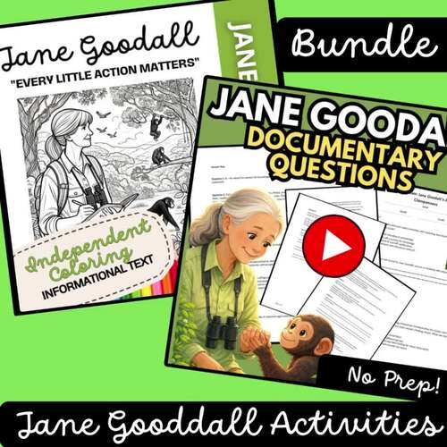 Jane Goodall Bundle | Documentary Questions, Coloring Book ...