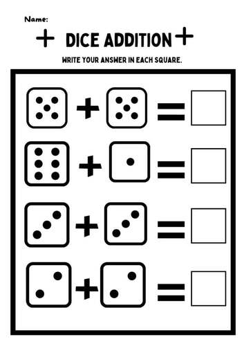Dice Math Worksheets for Kindergarten Math Centers by oeenla | TPT