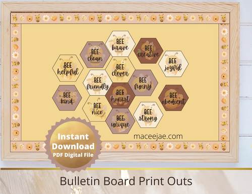 Honeybee Bulletin Board Bee Virtues Classroom Decorations PDF PNG ...
