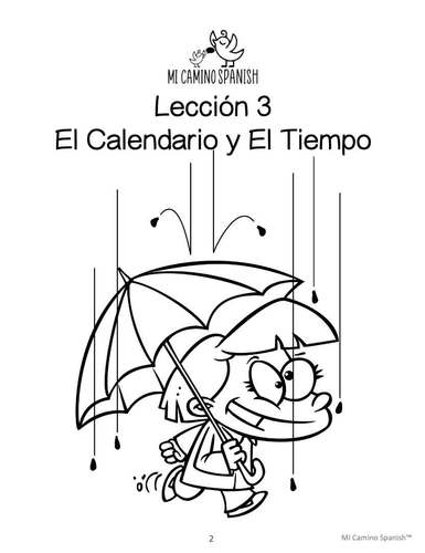 Spanish Worksheets - The Calendar & Weather Basics! (Book 1, Lesson 3)