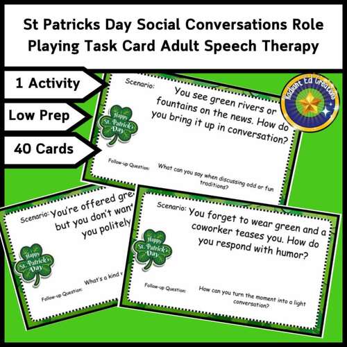 St Patricks Day Social Conversations Role Playing Task Card Adult ...