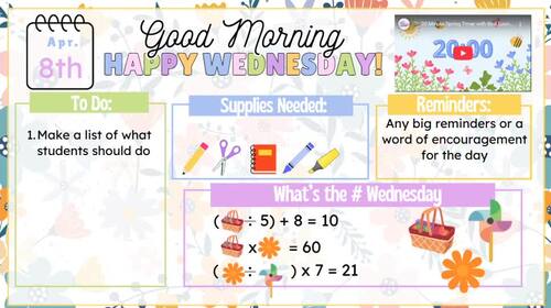 April Morning Slides | Daily Routine | Editable | Morning Meeting
