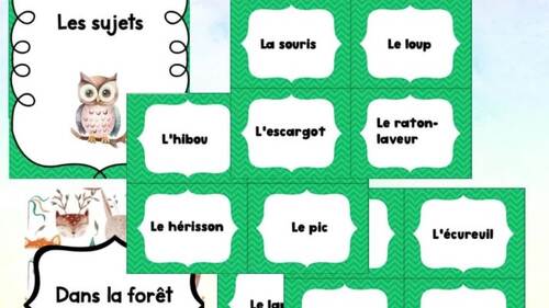 French Writing Sentences - 52 Cartes à Manipuler - Dans la Forêt
