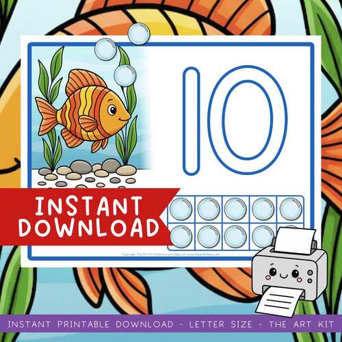 Ten Frames Printable, Fish Math Resources for Counting, Teacher Tools
