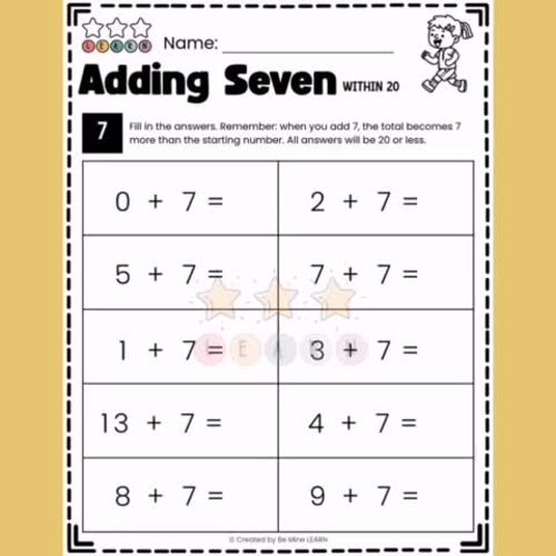 Adding 6–10 Within 20 Worksheets | Addition Practice | 1st Grade Math