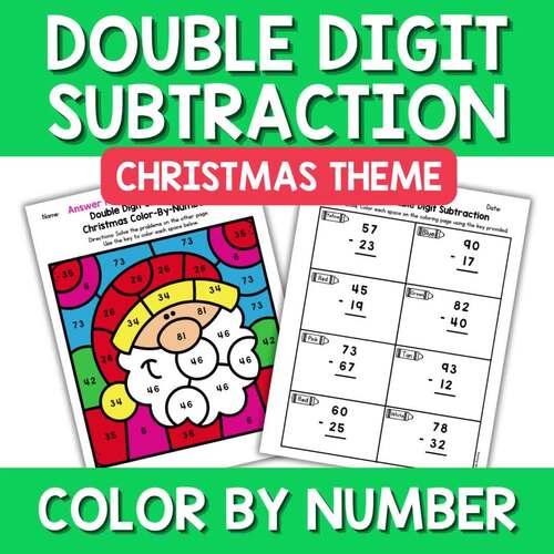 Christmas Double Digit Subtraction with Regrouping Color by Number Fun ...