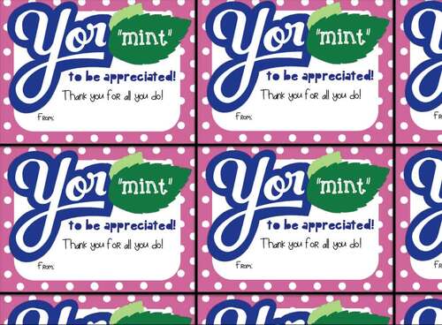 York Peppermint Chocolate Teacher (Staff) Appreciation Treat Tag