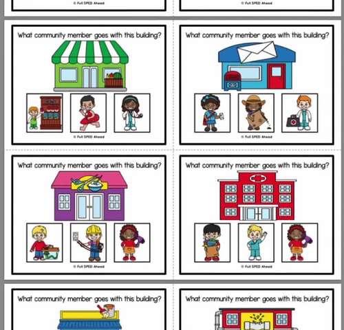 Community Helpers Associations Task Cards for Special Education & Early ...