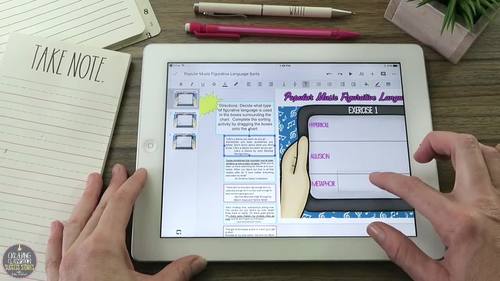 Figurative Language in Popular Songs Sorting Game, Printable and Digital