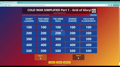 Cold War Review Game | Interactive Jeopardy Quiz by Cognista Labs