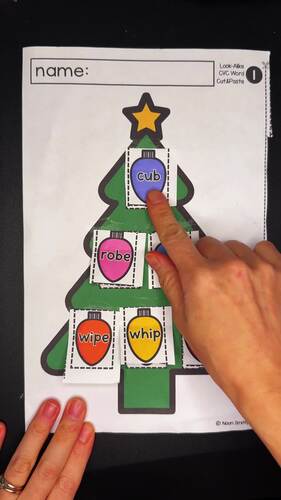 VCE / silent E /magic E Worksheet Phonics Review | Christmas Theme Cut ...