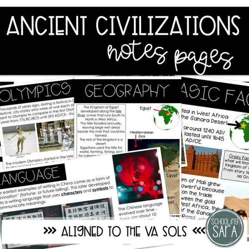 Ancient Civilizations Interactive Notebook Bundle | 3rd Grade VA SOL ...