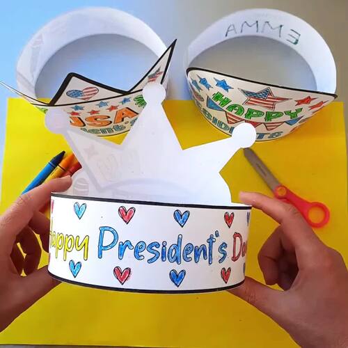 Presidents Day Crown Craft, President's Day Hat Coloring Pages Activities