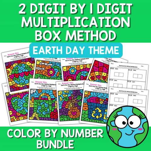 Earth Day 2 Digit by 1 Digit Multiplication Box Method Area Model ...