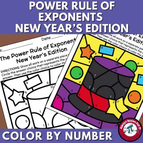 Power Rule of Exponents Color by Number Algebra 1 New Year’s Math ...