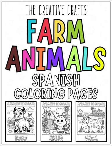 SPANISH Farm Animals Vocabulary Coloring Book - Coloring Pages for ...