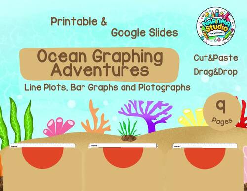 Ocean Graphing: Line Plots, Bar Graphs and Pictographs Cut&Paste Worksheets