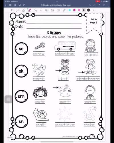 S Blends Activity Sheets by Preschool Love | TPT