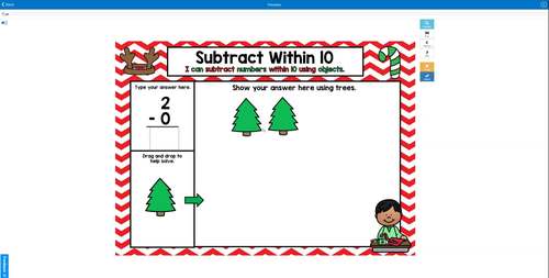 Subtraction Within 10 Christmas Math Activities Boom Cards by First ...