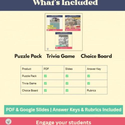 HSS 5.6.1 Revolutionary War Battles Bundle- Puzzle Pack,Trivia, PBL CB