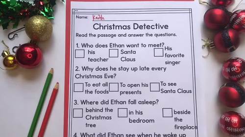 Christmas Reading Passages and Comprehension Questions with Story Elements
