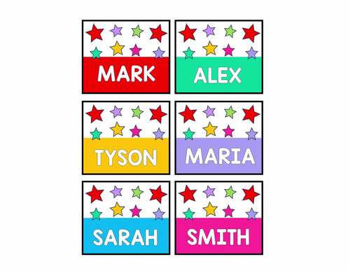 Star Nametags, Star Name Plates, Book Bin Labels, Editable Cubby Labels