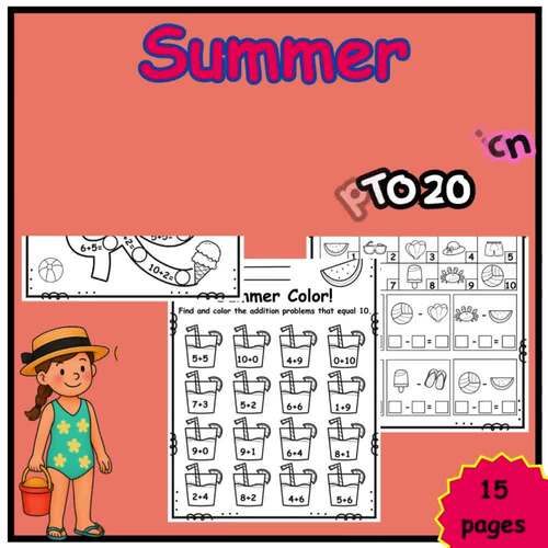 Summer Math Worksheets | Addition & Subtraction to 20 | Counting Activities