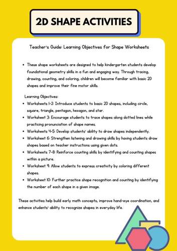 2D Shapes Worksheets: Kindergarten & Preschool Math Activities | TPT