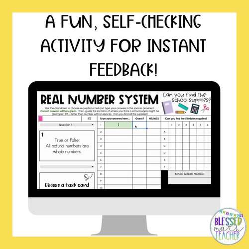 Real Number System Digital Activity & Worksheet - Back-to-School - 8th ...