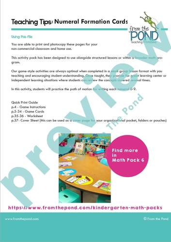 Numeral Formation Cards by From the Pond | TPT