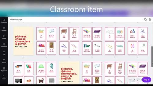 CHINESE CLASSROOM ITEMS FLASH CARDS | Chinese flashcards Classroom Items
