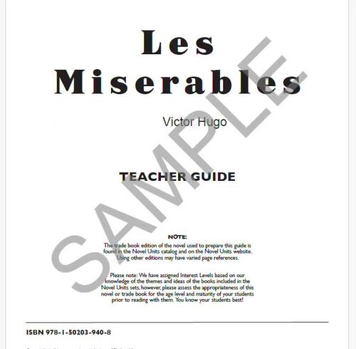 Les Misérables Novel Units® Teacher Guide Novel Study | TPT