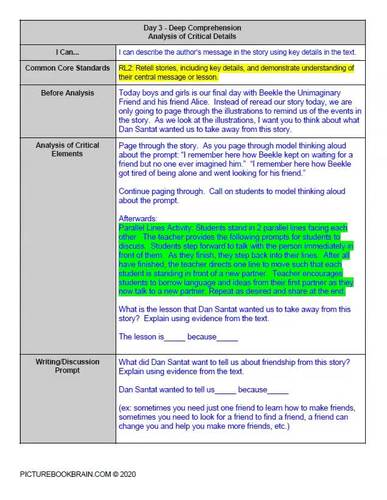 The Adventures of Beekle by Dan Santat Lesson Plan and Google Activities