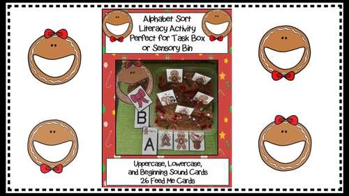 Feed Me Letters Beginning Sounds Gingerbread Theme Sensory Bin Task Box ...