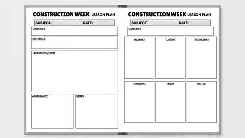 Editable Construction Week Activities and Planner Preschool Canva Template
